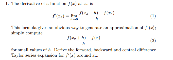Solved The derivative of a function f(x) at x_0 is f'(x_0) | Chegg.com