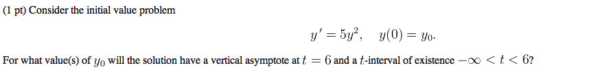 Solved Consider the initial value problem y' = 5y2, y(0) = | Chegg.com