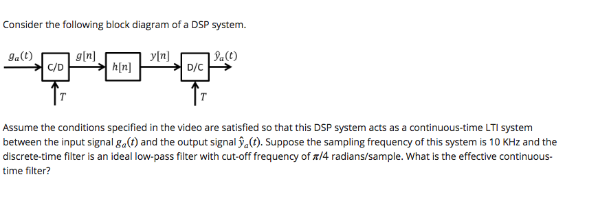 Solved Consider the following block diagram of a DSP system. | Chegg.com