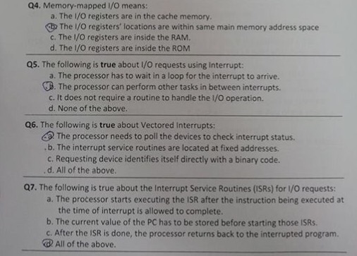 Solved Q4. Memory-mapped I/O means: a. The I/O registers are | Chegg.com