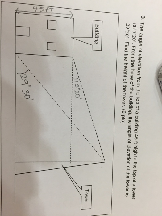 Solved The angle of elevation from the top of a building 45 | Chegg.com