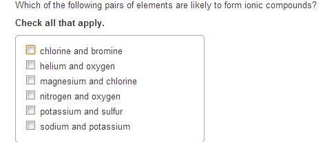 Solved Which of the following pairs of elements are likely | Chegg.com