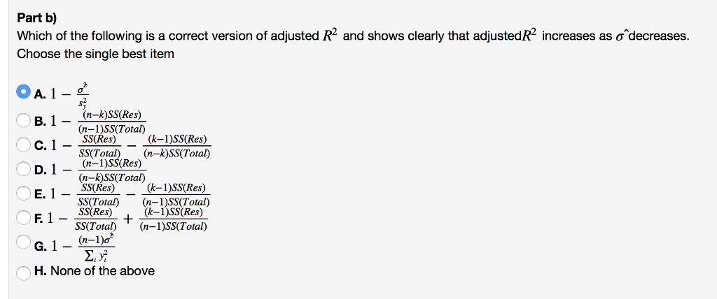 Solved For multiple regression, the definitions of R2 and | Chegg.com
