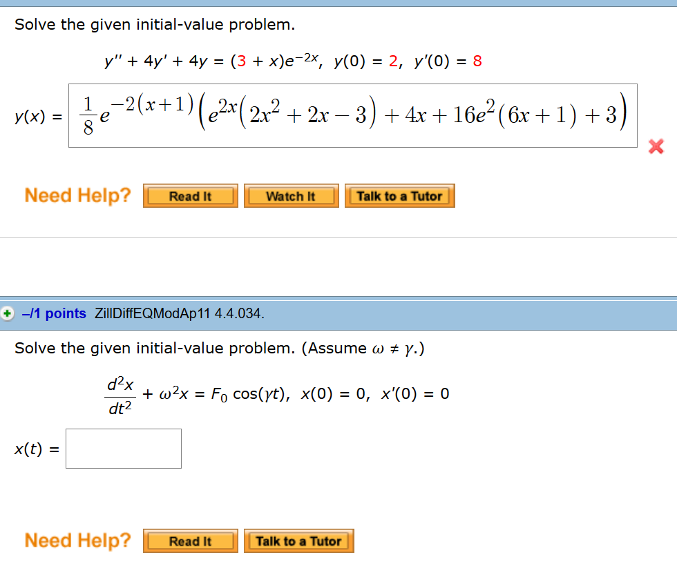 Solved Solve The Given Initial value Problem Y 4y 4y Chegg