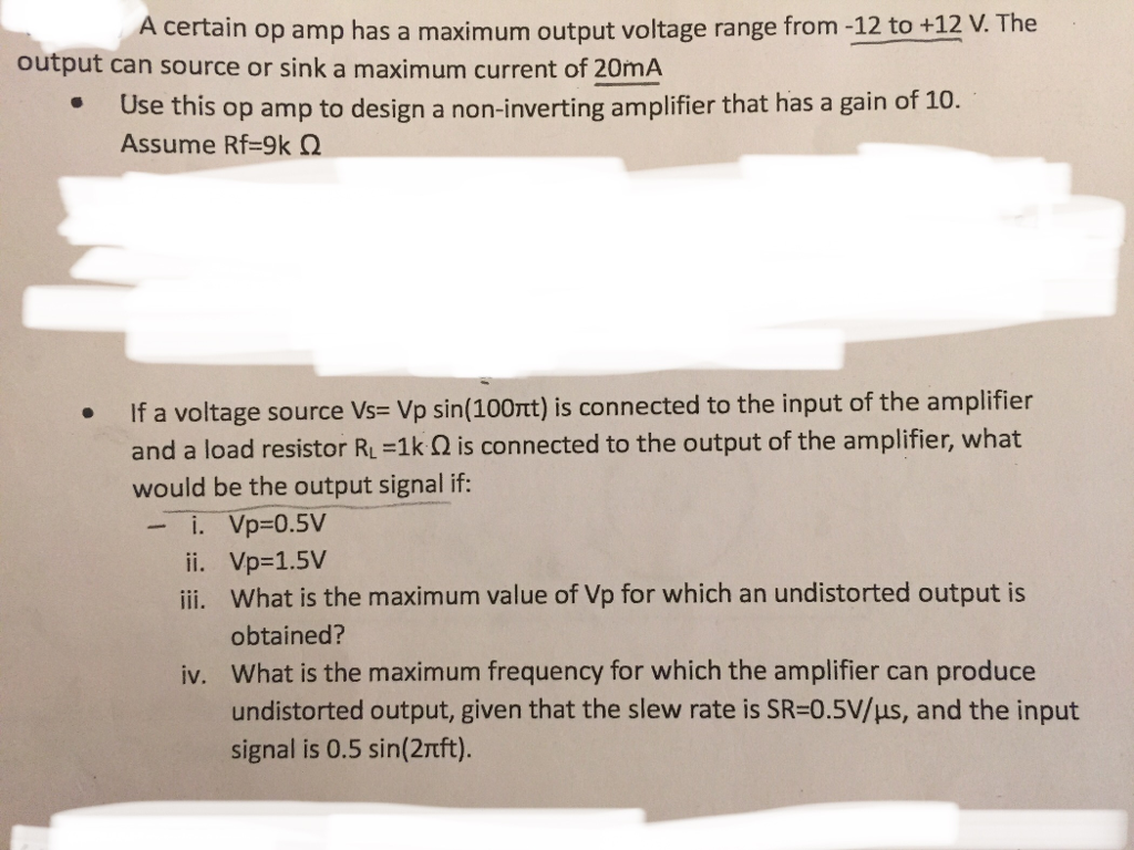 Solved In the first part, it asks to design a non-inverting | Chegg.com