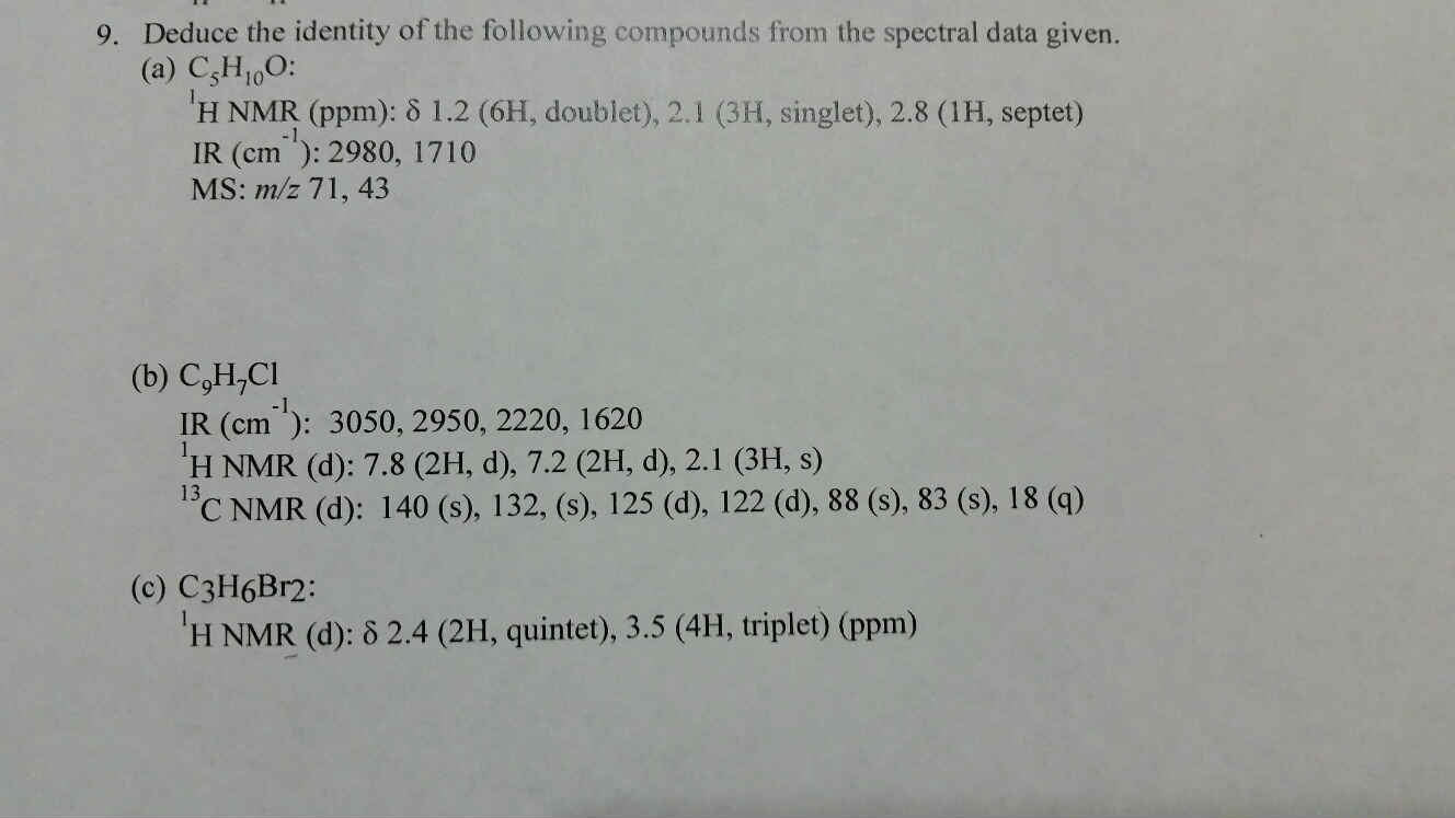 Solved 9. Deduce the identity of the following compounds | Chegg.com