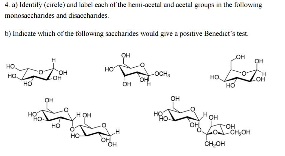 Solved Identify (circle) and label each of the hemi-acetal | Chegg.com