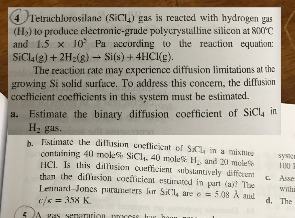 Solved Tetrachlorosilane (SiCl_4) gas is reacted with | Chegg.com