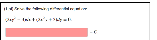 Solved (1 pt) Solve the following differential equation: | Chegg.com Solved (1 pt) Solve the following differential equation: | Chegg.com