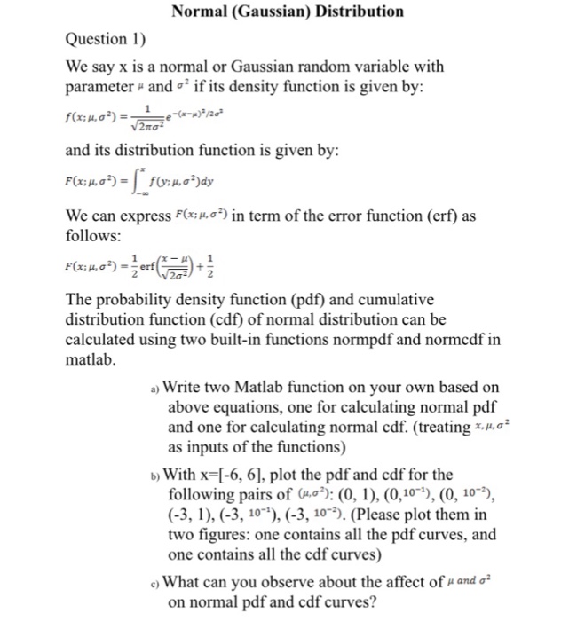 Solved We say x is a normal or Gaussian random variable with | Chegg.com