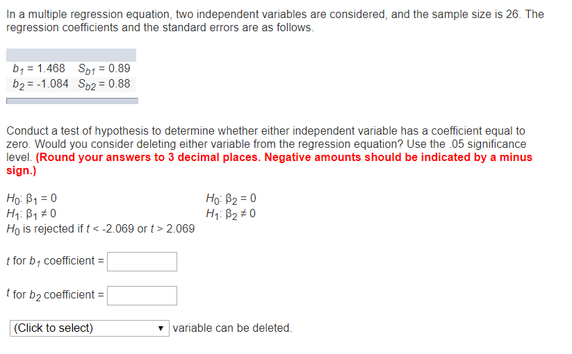 Solved In a multiple regression equation, two independent | Chegg.com