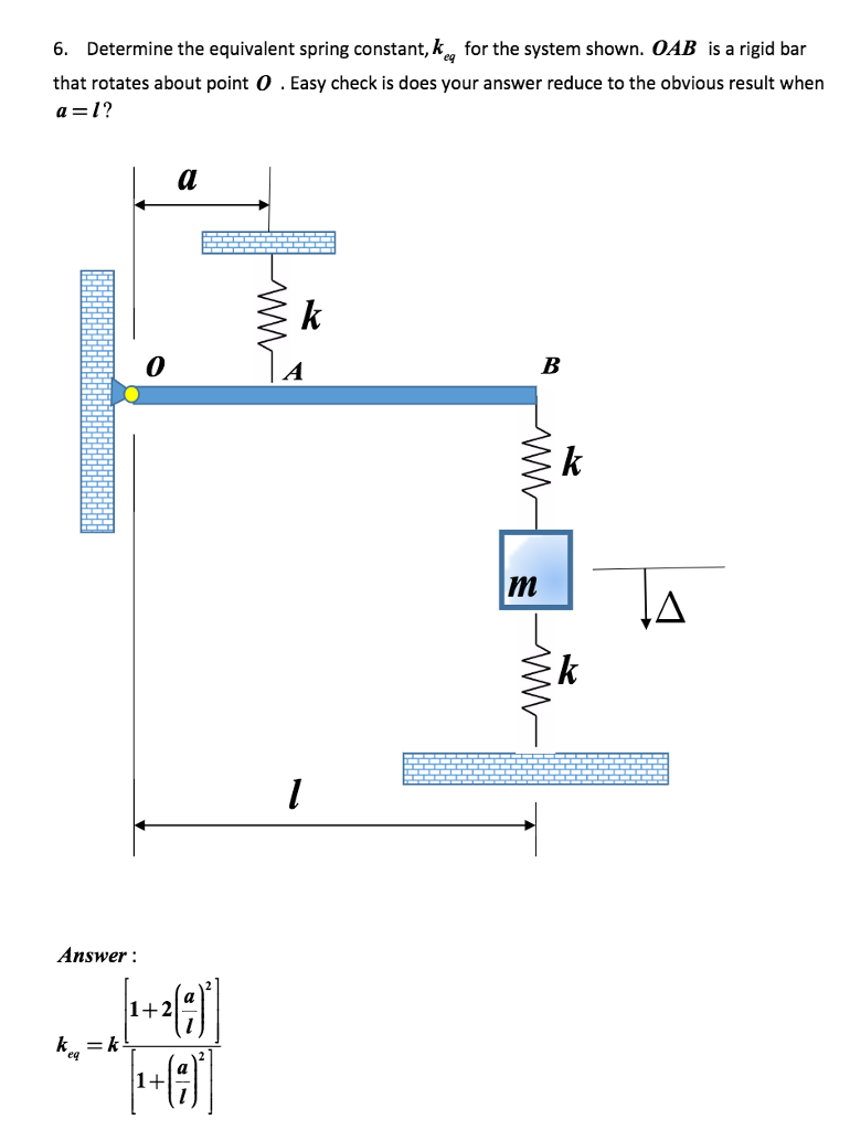 Solved Determine the equivalent spring constant, k_eq for | Chegg.com