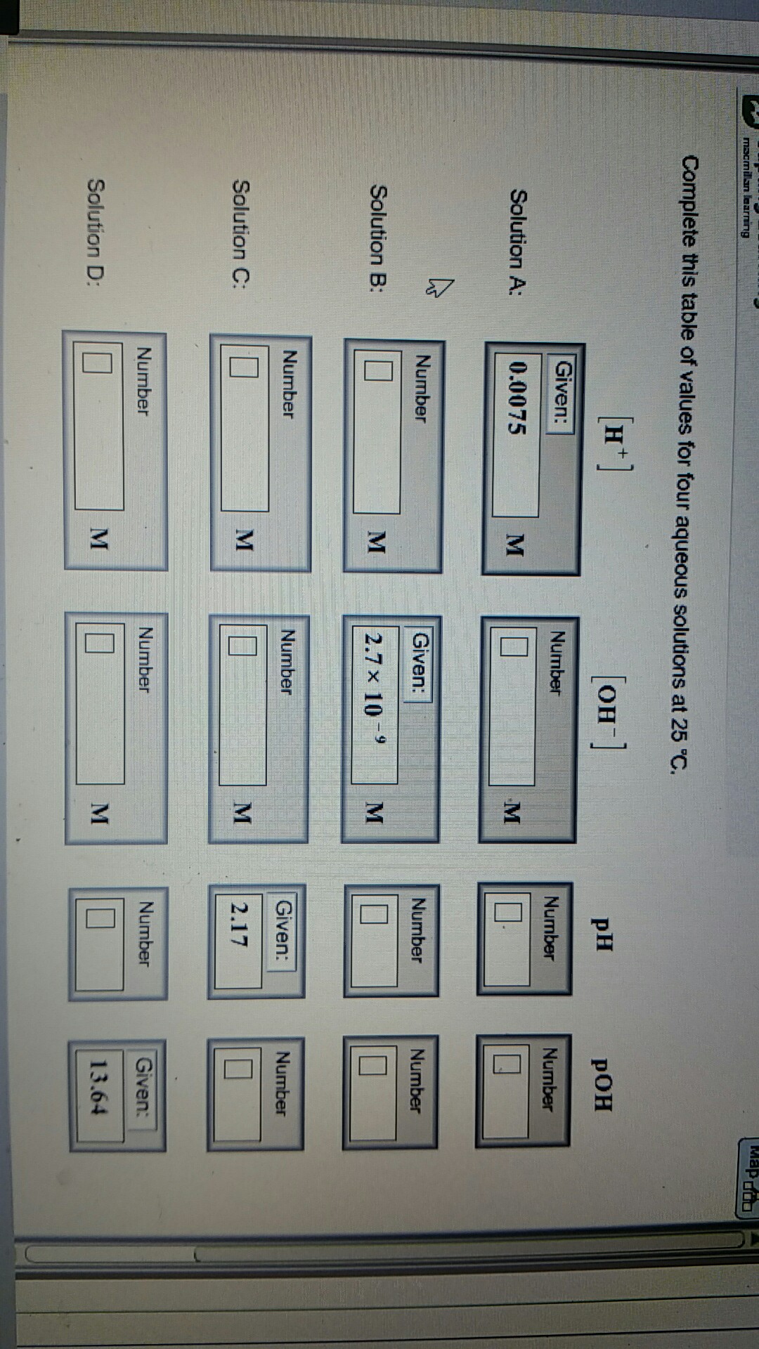 Solved Map u macmilan laa Complete this table of values for | Chegg.com
