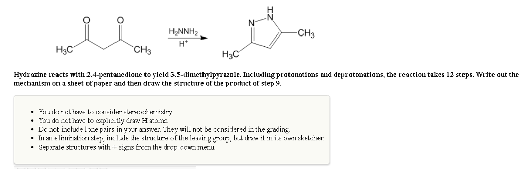 Solved H2NNH2 CH3 H3C CH3 H3C Hydrazine reacts with | Chegg.com