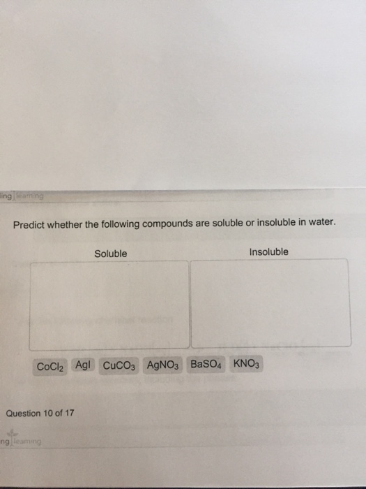 Solved Predict whether the following compounds are soluble | Chegg.com