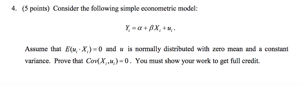 Solved Consider the following simple econometric model: Y_i | Chegg.com