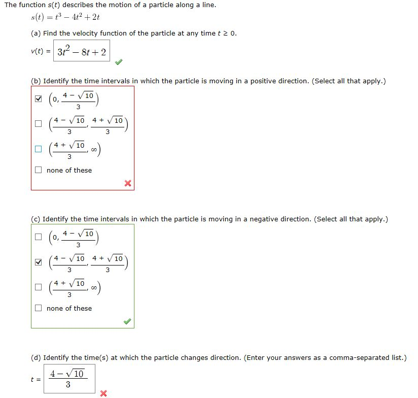 Solved The Function S T Describes The Motion Of A Particle