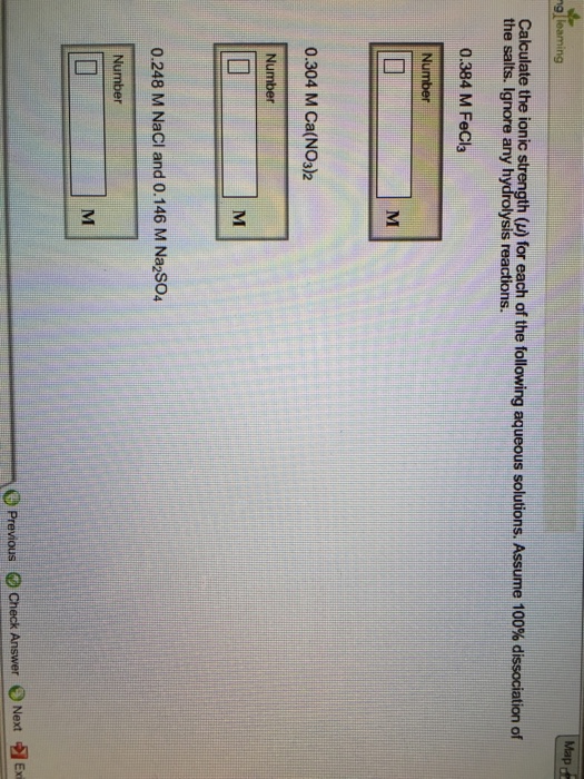 Solved Calculate the ionic strength (mu) for each of the | Chegg.com