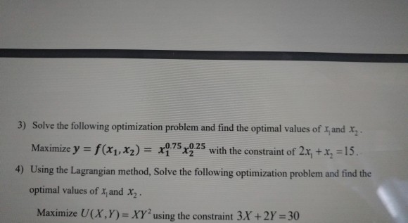 Solved 3) Solve the following optimization problem and find | Chegg.com