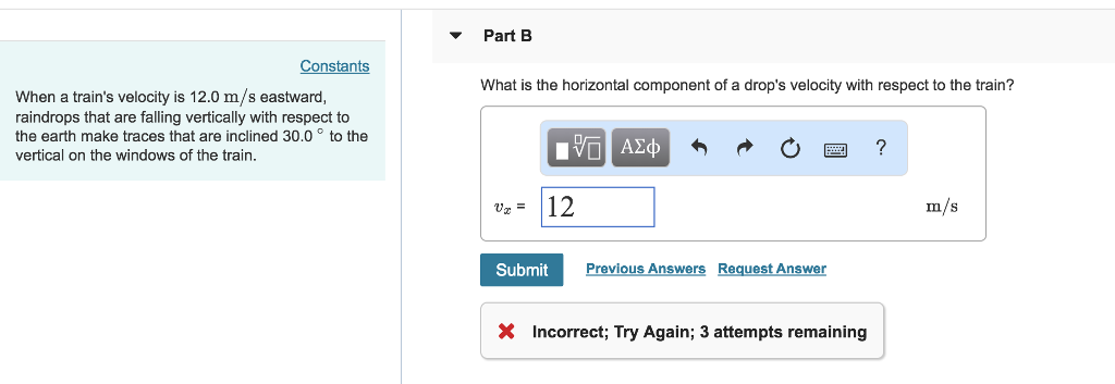 Solved Part B Constants What is the horizontal component | Chegg.com