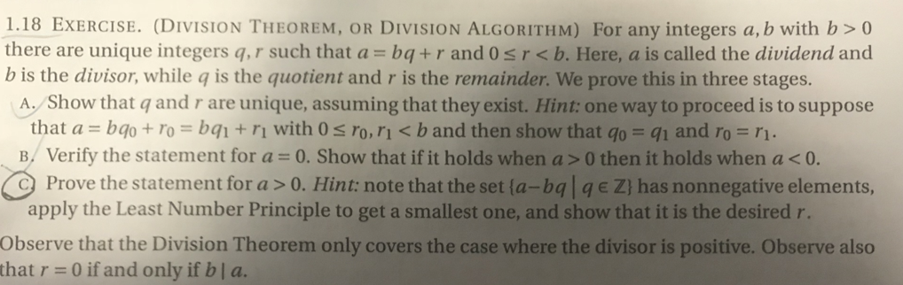 Solved 1.18 EXERCISE. (DIVISION THEOREM, OR DIVISION | Chegg.com