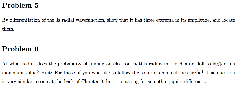 Solved Problem 5 By differentiation of the 3s radial | Chegg.com