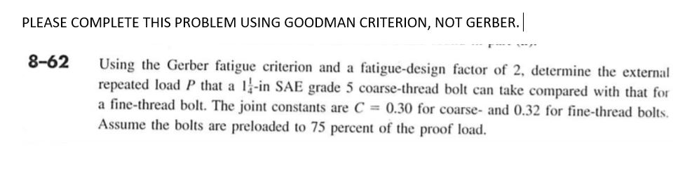 Using the Gerber fatigue criterion and a | Chegg.com