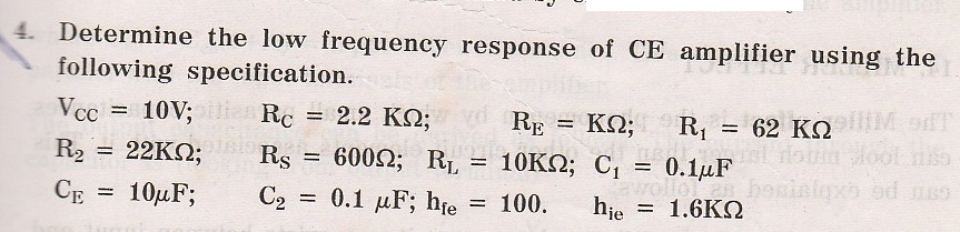 Solved 4. Determine the low frequency response of CE | Chegg.com