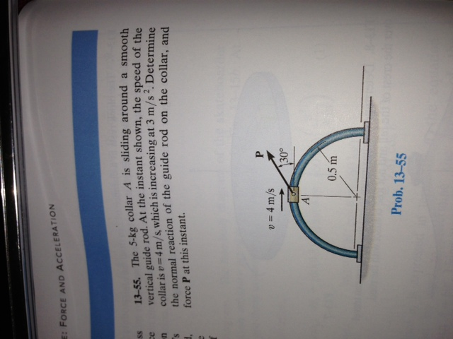 Solved The 5-kg collar A is sliding around a smooth vertical | Chegg.com