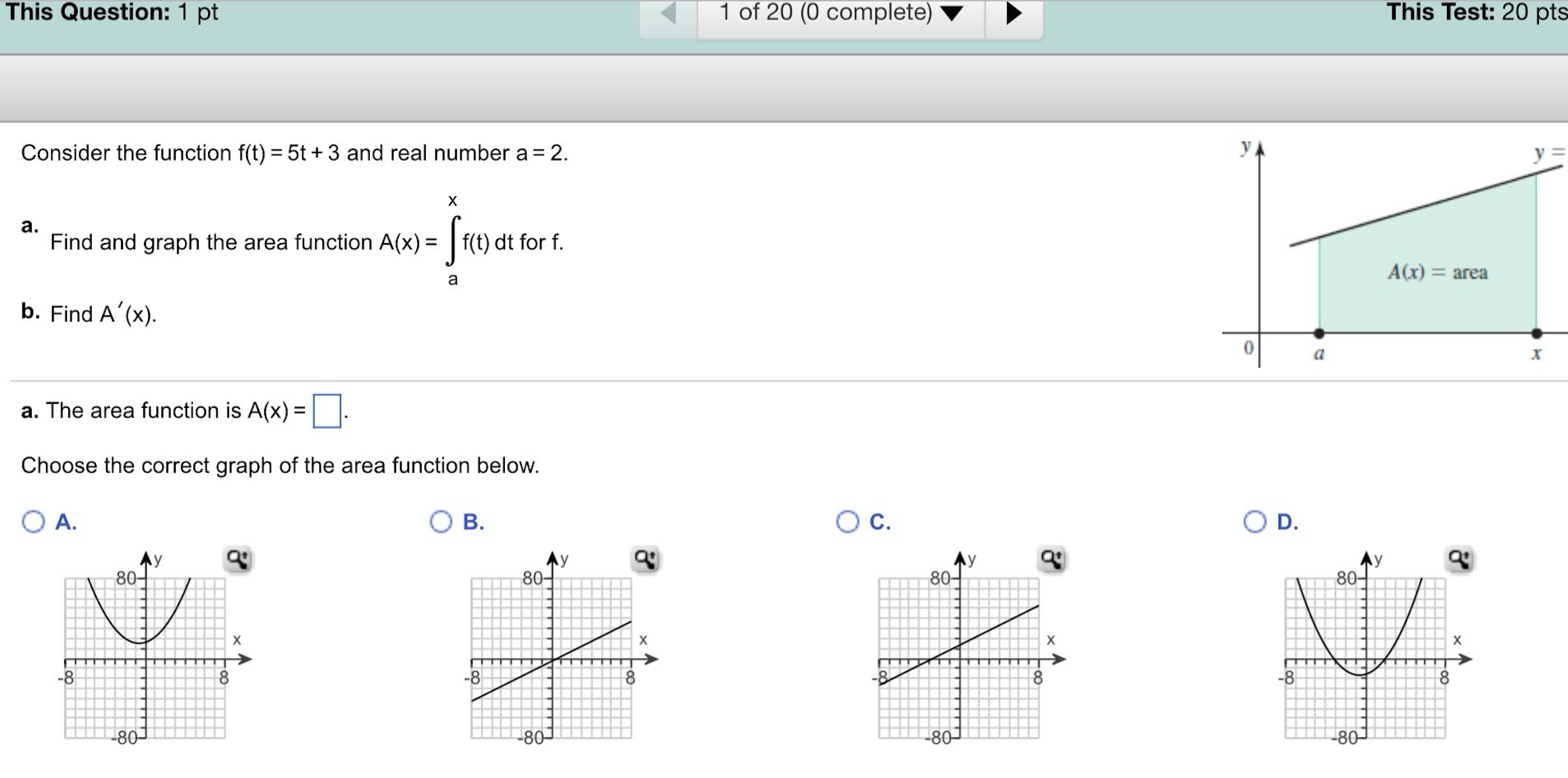 Solved Consider The Function F T 5t 3 And Real Number A