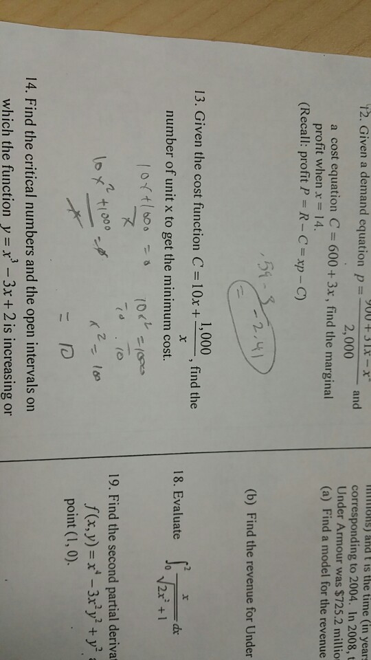 Solved mion) and t is the time (in years corresponding to | Chegg.com