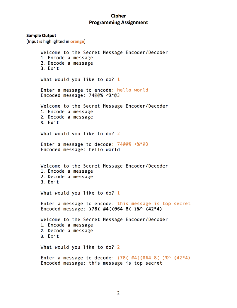 Solved Using Pyton 3 Write A Cipher Program In This