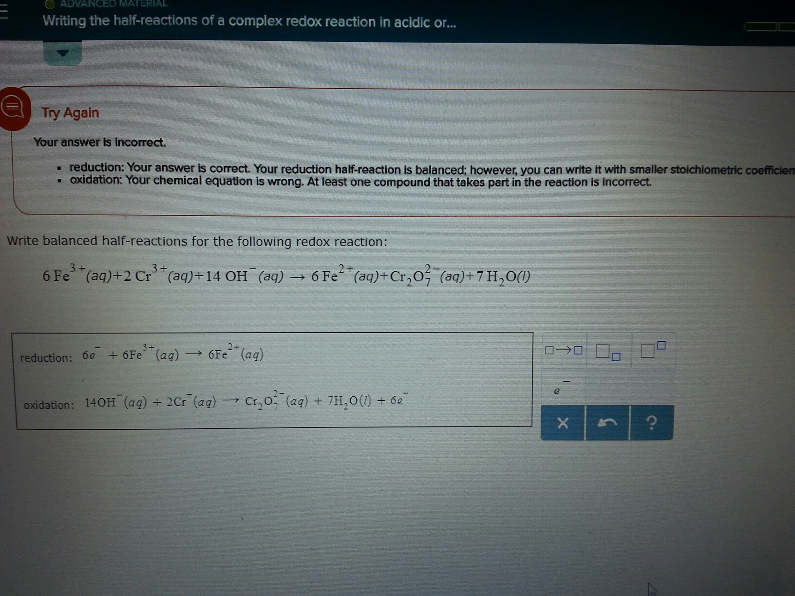 Solved ADVANCED MATERIAL Writing the half-reactions of a | Chegg.com