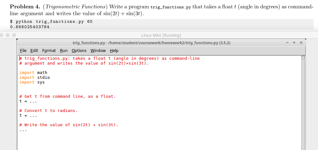 Solved Problem 4. (Trigonometric Functions) Write a program | Chegg.com