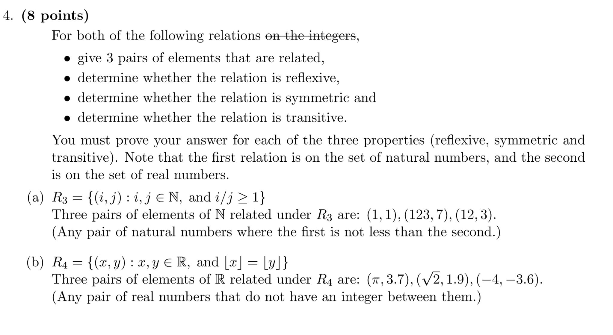 Solved How do I solve these relations problems where proving | Chegg.com