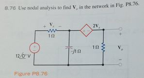 Solved 8.76 Use nodal analysis to find Vo in the network in | Chegg.com