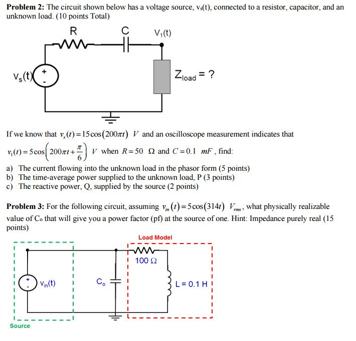 Solved Problem 2: The circuit shown below has a voltage | Chegg.com