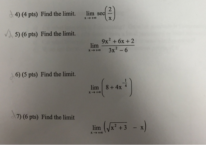 Solved Find the limit. lim_x rightarrow +infinity sec(2/x) | Chegg.com