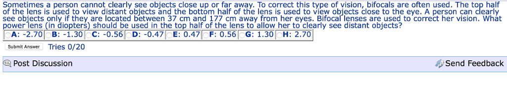 Solved Sometimes a person cannot clearly see objects close | Chegg.com