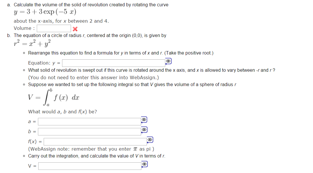 Solved Calculate the volume of the solid of revolution | Chegg.com