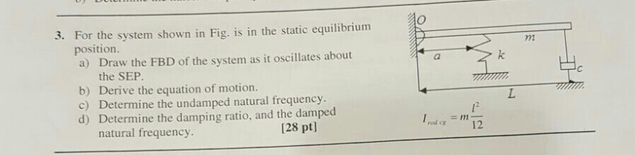 Solved This is a mechanical vibration problem, please | Chegg.com