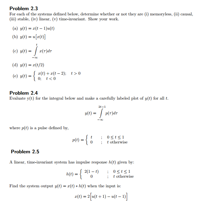 Solved Problem 2.1 Sketch the following signals where u(t) | Chegg.com