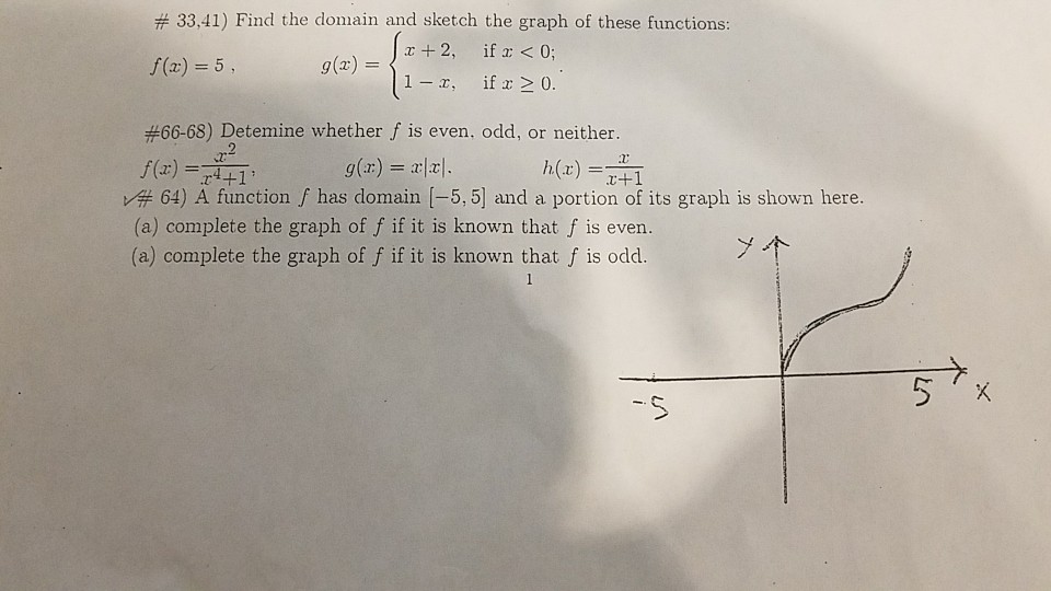 Solved # 3341) Find the domain and sketch the graph of these | Chegg.com