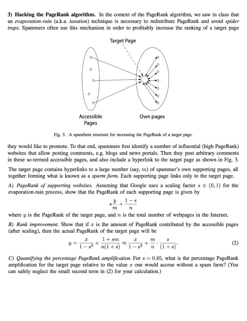 Hacking the PageRank algorithm. In the context of the | Chegg.com