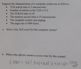 Solved Suppose the characteristics of?computer system are as | Chegg.com