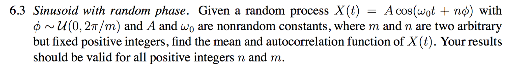 Sinusoid with random phase. Given a random process | Chegg.com
