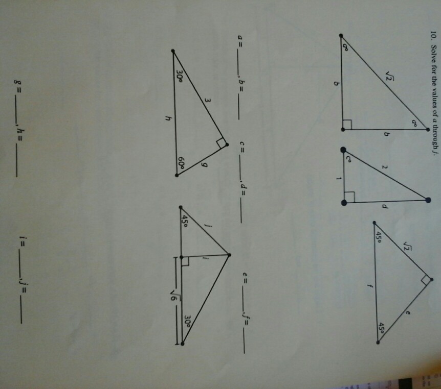Solved Solve for the values of a through j. | Chegg.com