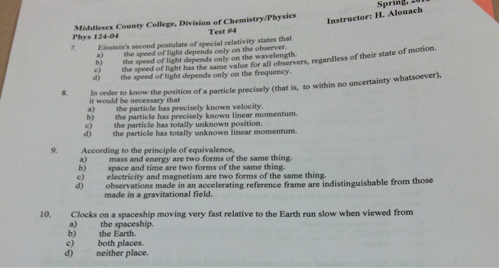 Solved Einstein's second postulate of special relativity | Chegg.com