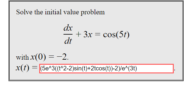 Solved Solve the initial value problem dx/dt + 3x = cos | Chegg.com