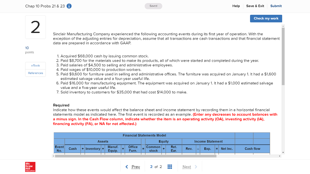 Solved Chap 10 Probs 21 & 23 G Help Save & Exit Submit Saved | Chegg.com